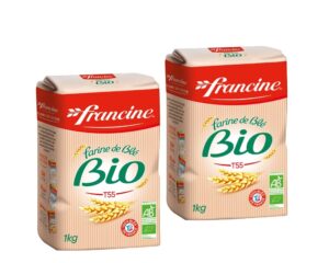 francine farine de ble bio - french all purpose organic wheat flour - 2.2 lbs (pack of 2)