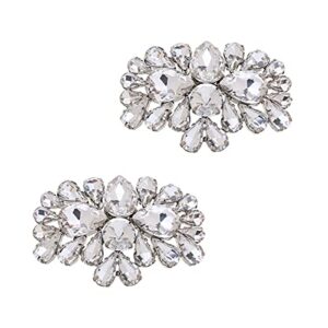 ruihfas 2pcs bling bling crystal rhinestones wedding party prom shoe clips buckles decorations for women 1.57×2.44inch