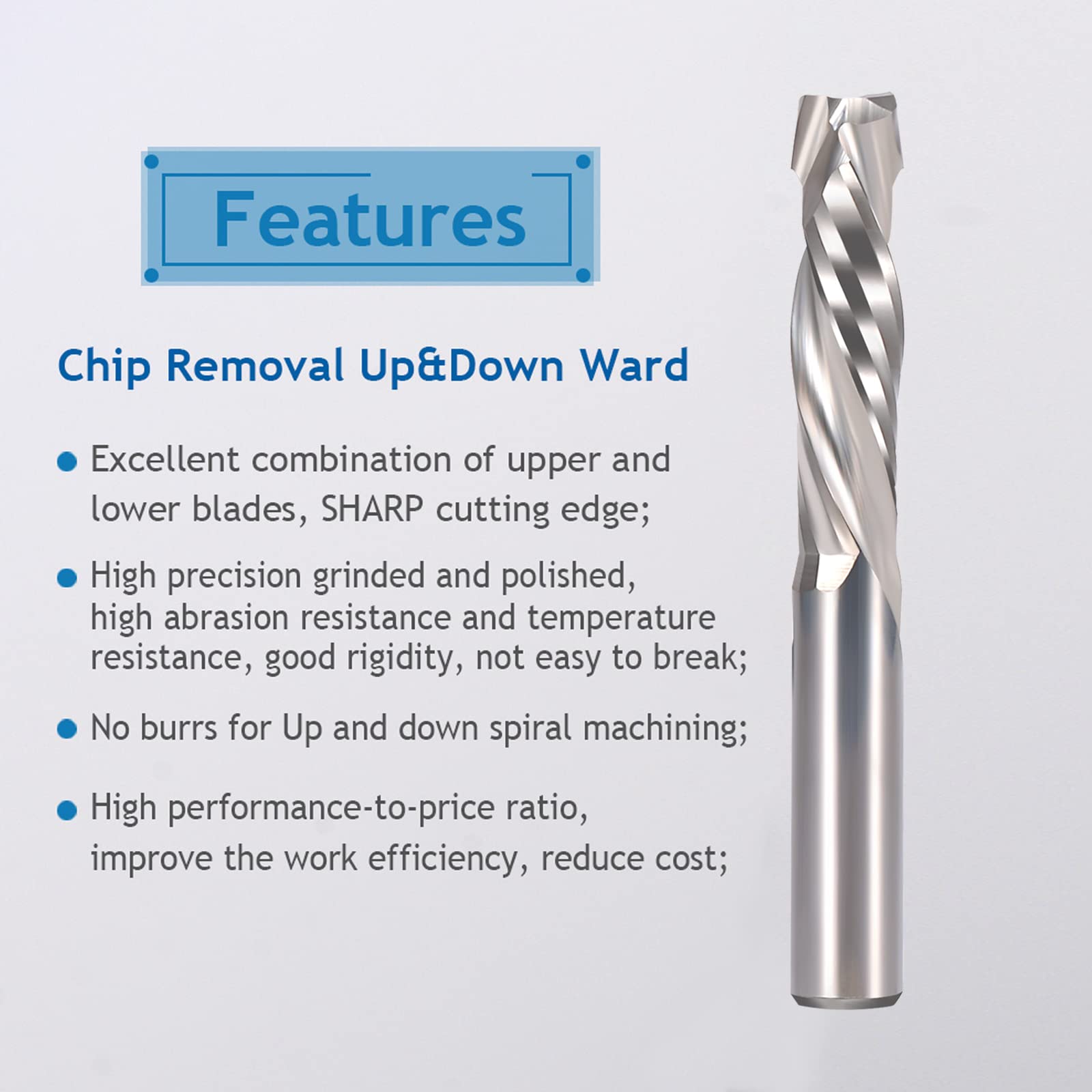 HOZLY 6X25mm UP &Down Cut Two Flutes Spiral Carbide Tool Cutters for CNC Router Compression Wood End Mill Bits