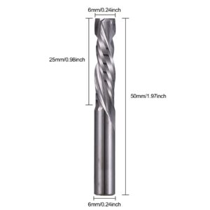 HOZLY 6X25mm UP &Down Cut Two Flutes Spiral Carbide Tool Cutters for CNC Router Compression Wood End Mill Bits