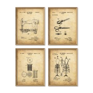 sewing patent poster set sewing room art craft room decor sewing machine dressform mannequin seamstress wall decor sewing room artworks tailors wall art gift for sewer 8x10 unframed print set