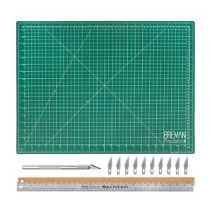 wa portman craft cutting mat metal ruler & craft knife set - 18x24 inch self healing craft cutting mat - hobby knife set - 10 crafting knife blades - 24 inch cork-backed ruler - precision knife set