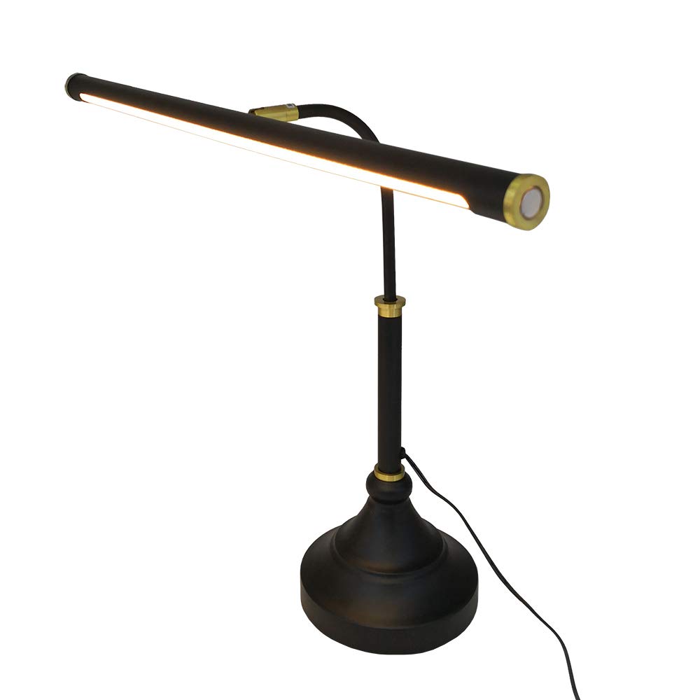 HomeFocus - LED Piano Desk Lamp with Touch Dimmer,Piano Lamp,Desk Lamp,Reading Lamp for Home Office,Adjustable Height,Multi-Functional,LED 5W,3000K,Metal,Black+Bronze,