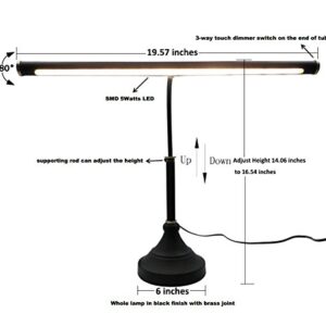 HomeFocus - LED Piano Desk Lamp with Touch Dimmer,Piano Lamp,Desk Lamp,Reading Lamp for Home Office,Adjustable Height,Multi-Functional,LED 5W,3000K,Metal,Black+Bronze,