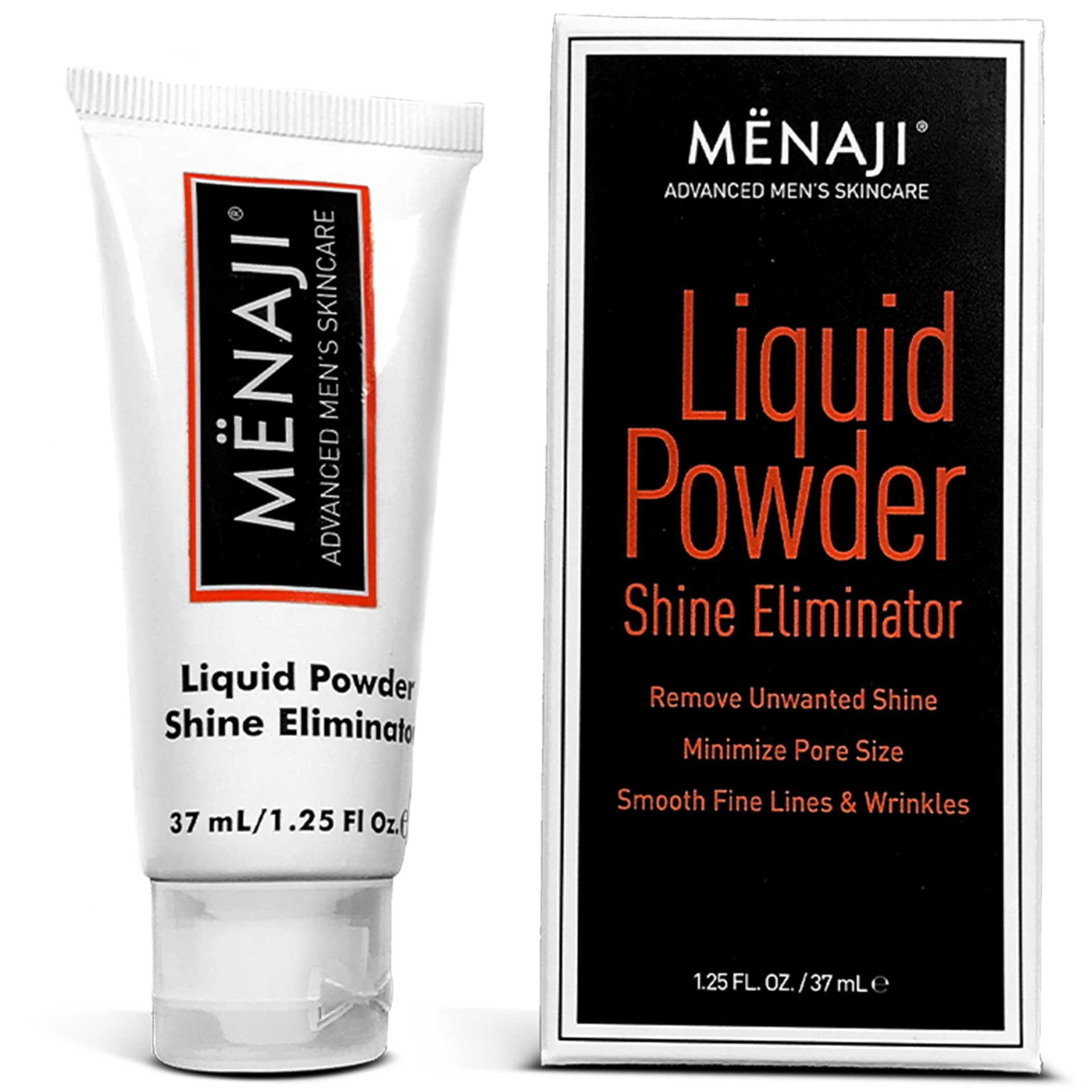 Mënaji Liquid Powder Shine Eliminator | Anti-Shine Powder for Men | Facial Oil Eliminator | Smooths Fine Lines & Wrinkles | 100% Transparent Anti-Shine Liquid Powder | 1.25 FL OZ