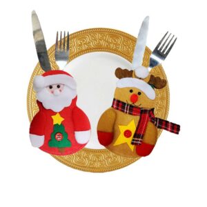 DegGod 8Pcs Christmas Tableware Holders Set, Santa Claus Elk Knife and Fork Bags Covers for Xmas New Year Party Dinner Table Decorations Ornaments (Elf)