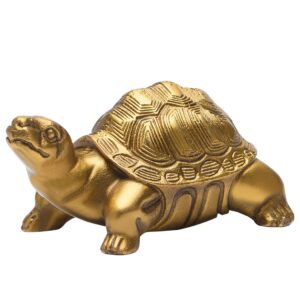 brabud brass millennium turtle statue gold desk home indoor outdoor decorative collectible gifts for elders 4'' bs051