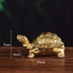 BRABUD Brass Millennium Turtle Statue Gold Desk Home Indoor Outdoor Decorative Collectible Gifts for Elders 4'' BS051