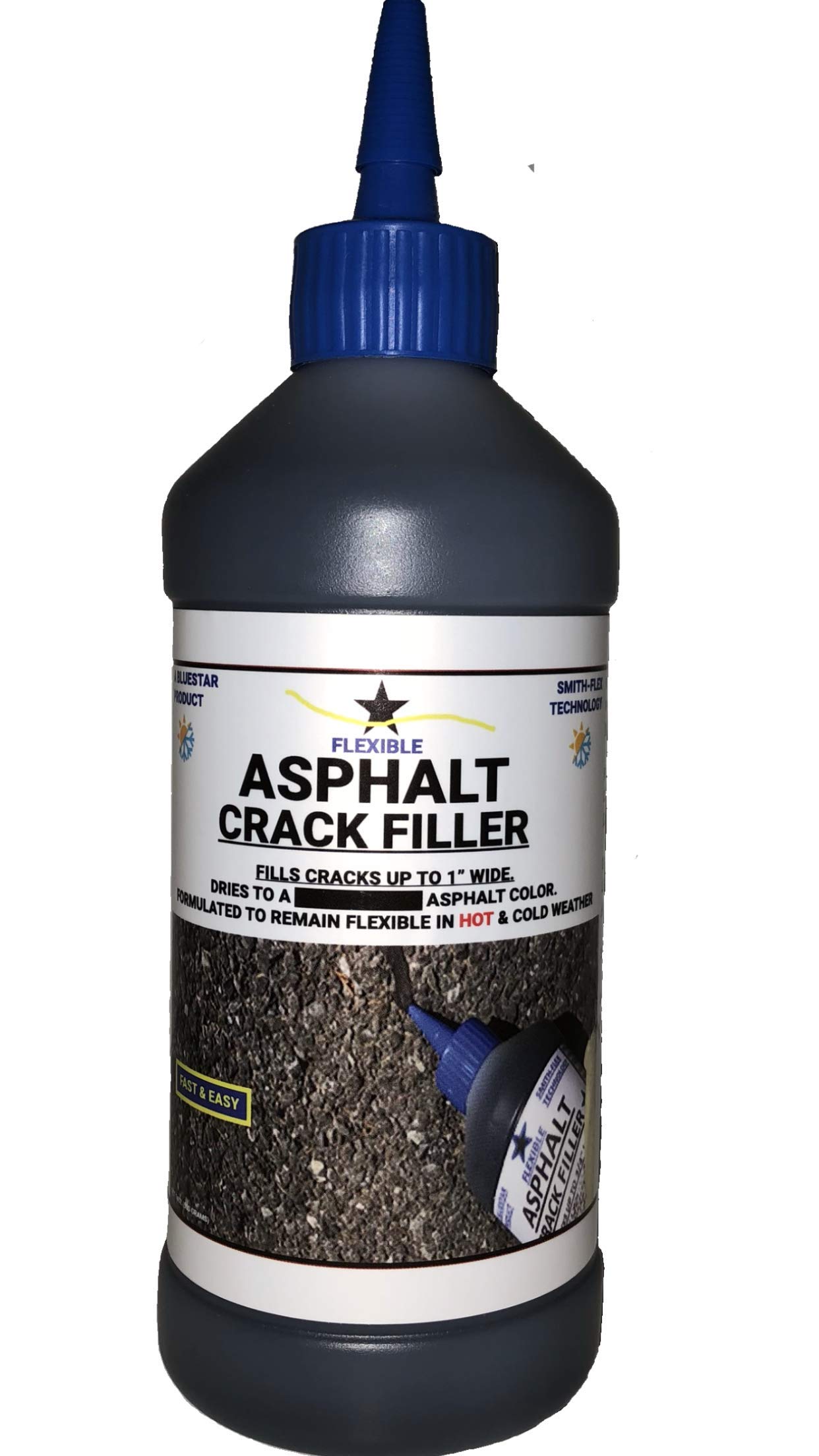 Bluestar Flexible Asphalt Crack Filler, DIY - No Special Tools Needed, Fill Cracks in Asphalt Driveways and Parking Lots. 16 fl. oz. Bottle.