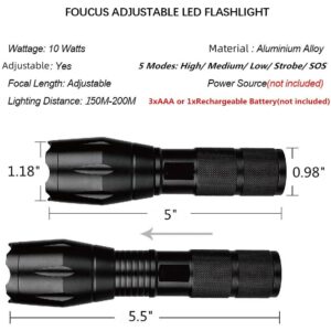 2 Pack Tactical Flashlights Torch, Military Grade 5 Modes 3000 High Lumens Led Waterproof Handheld Flashlight for Camping Biking Hiking Outdoor Home Emergency