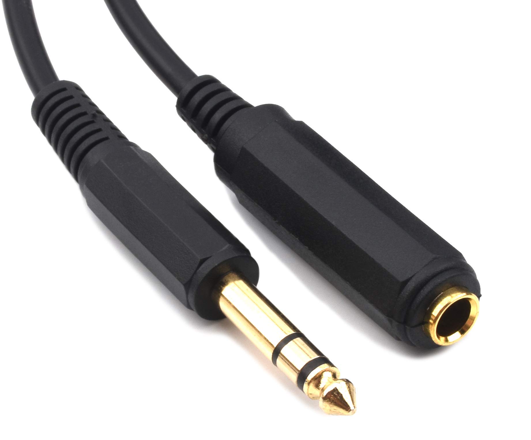 Devinal 6.35mm 1/4" inch Stereo Plug Male to 1/4 Female Stereo Headphone Guitar Extension Cable Cord, Gold Plated Audio Cable Stereo Extender, 6 feet (1.8 M)