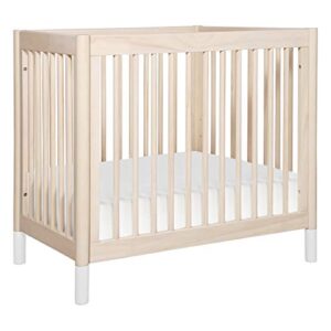 babyletto gelato 4-in-1 convertible mini crib in washed natural and white, greenguard gold certified