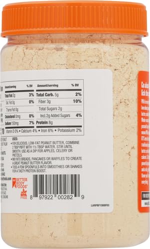 PBfit All-Natural Peanut Butter Powder, Peanut Butter Powder from Real Roasted Pressed Peanuts, 8g of Protein 8% DV (15 oz.)