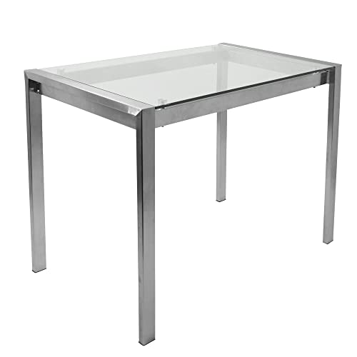 LumiSource Fuji Contemporary Counter Table (Stainless Steel, Clear Glass)