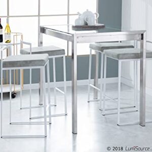 LumiSource Fuji Contemporary Counter Table (Stainless Steel, Clear Glass)