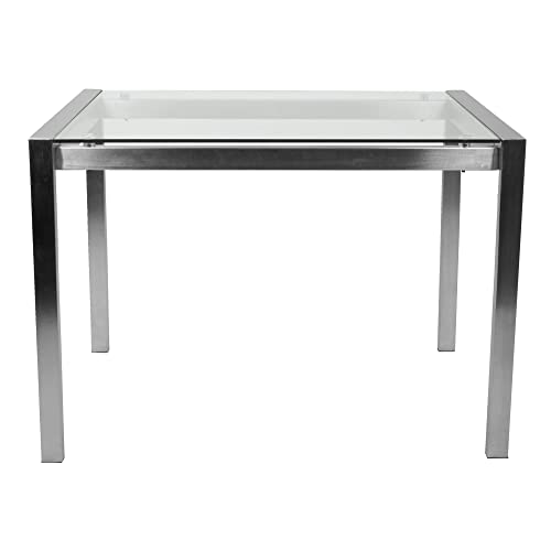 LumiSource Fuji Contemporary Counter Table (Stainless Steel, Clear Glass)