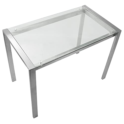 LumiSource Fuji Contemporary Counter Table (Stainless Steel, Clear Glass)