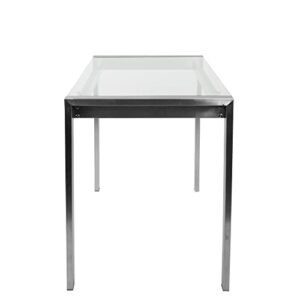 LumiSource Fuji Contemporary Counter Table (Stainless Steel, Clear Glass)