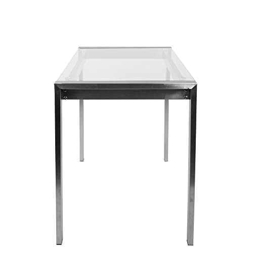 LumiSource Fuji Contemporary Counter Table (Stainless Steel, Clear Glass)