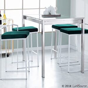 LumiSource Fuji Contemporary Counter Table (Stainless Steel, Clear Glass)