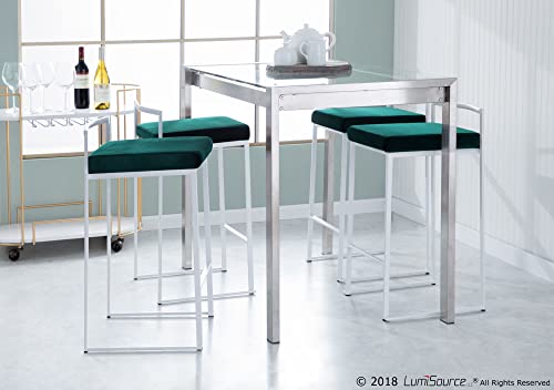 LumiSource Fuji Contemporary Counter Table (Stainless Steel, Clear Glass)