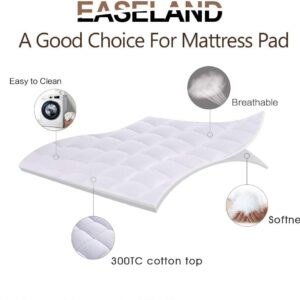 EASELAND Twin XL Mattress Pad Pillow Top Quilted Fitted Mattress Cover/ Protector Extra Long Cotton Top 8-21" Deep Pocket Cooling Mattress Topper (39x80 Inches, White)