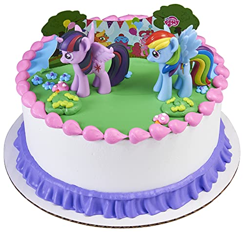 DecoPac My Little Pony Cake Topper, 3-Piece Cake Decorations with Rainbow Dash and Twilight Sparkle Ponies for Fun After the Birthday Party, 3"