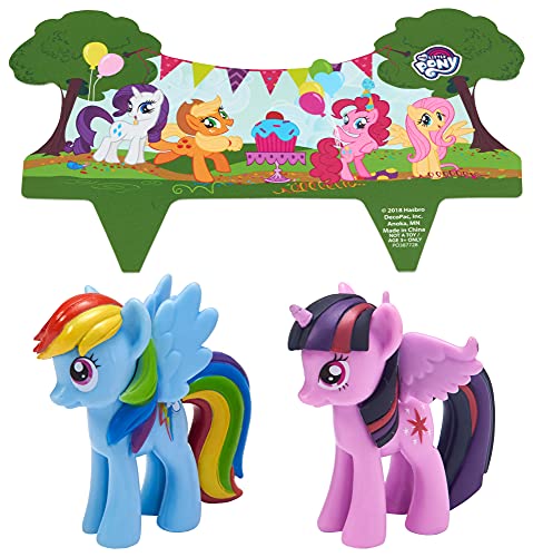 DecoPac My Little Pony Cake Topper, 3-Piece Cake Decorations with Rainbow Dash and Twilight Sparkle Ponies for Fun After the Birthday Party, 3"