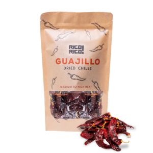 rico rico - dried guajillo chiles peppers 4 oz - natural and premium. great for mexican recipes like mole, tamales, salsa. resealable kraft bag by rico rico