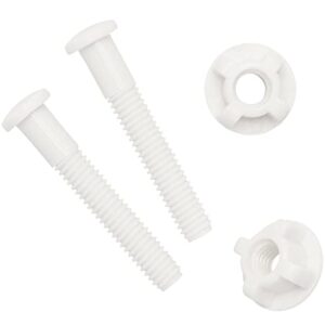 Universal White Plastic Toilet Seat Hinge Bolt Screw For Top Mount Toilet Seat Hinges, 2 Pack