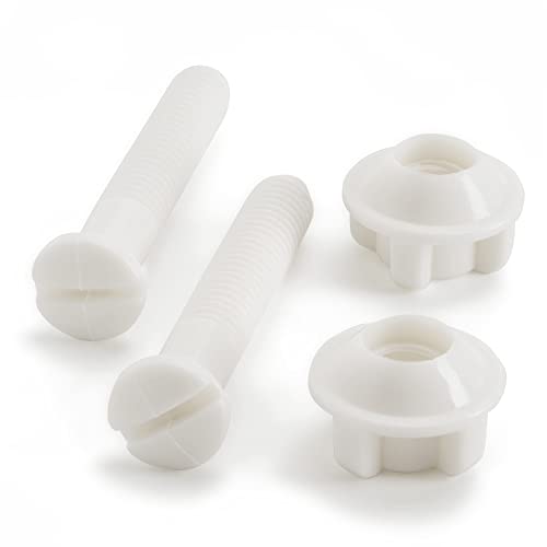 Universal White Plastic Toilet Seat Hinge Bolt Screw For Top Mount Toilet Seat Hinges, 2 Pack