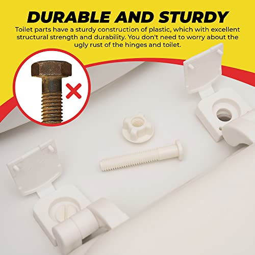 Universal White Plastic Toilet Seat Hinge Bolt Screw For Top Mount Toilet Seat Hinges, 2 Pack