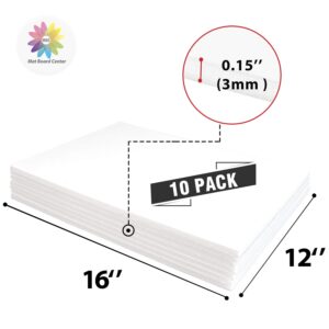 MBC MAT BOARD CENTER, Pack of 10 1/8" White Foam Core Boards (12x16, White)