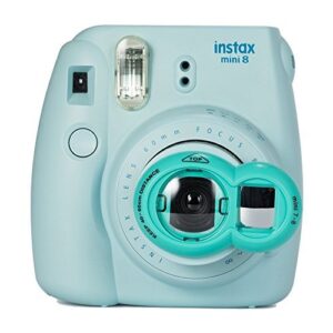 forapid mini selfie lens close up lens with self-portrait mirror compatible with fujifilm mini 9 mini 8 mini 7s, polaroid 300 film cameras (aqua blue)