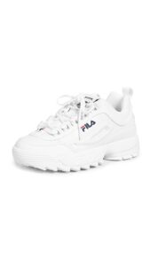 fila women's disruptor ii premium walking shoe, white/navy/red, 9