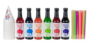 12.7oz snow cone syrups (6 pack w/cups/straws)