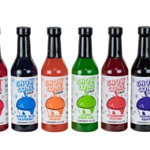 12.7oz Snow Cone Syrups (6 Pack W/Cups/Straws)