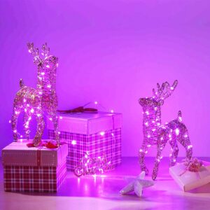 RUICHEN USB Fairy Lights 20 Ft 120 LED String Lights with On/Off Switch, Waterproof Copper Wire Lights for Bedroom Wall Ceiling Wreath Christmas Easter Valentines Day Wedding Party (Pink)