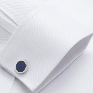 J.Ver Men's French Cuff Dress Shirts Regular Fit Long Sleeve Spead Collar Metal Cufflink White