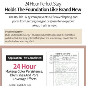 ETUDE New Double Lasting Foundation (Neutral Beige) SPF35/ PA++| High Coverage Weightless Foundation | 24-Hours Lasting Double Cover | Magnet-Like Adherence without Stickiness | Makeup Base