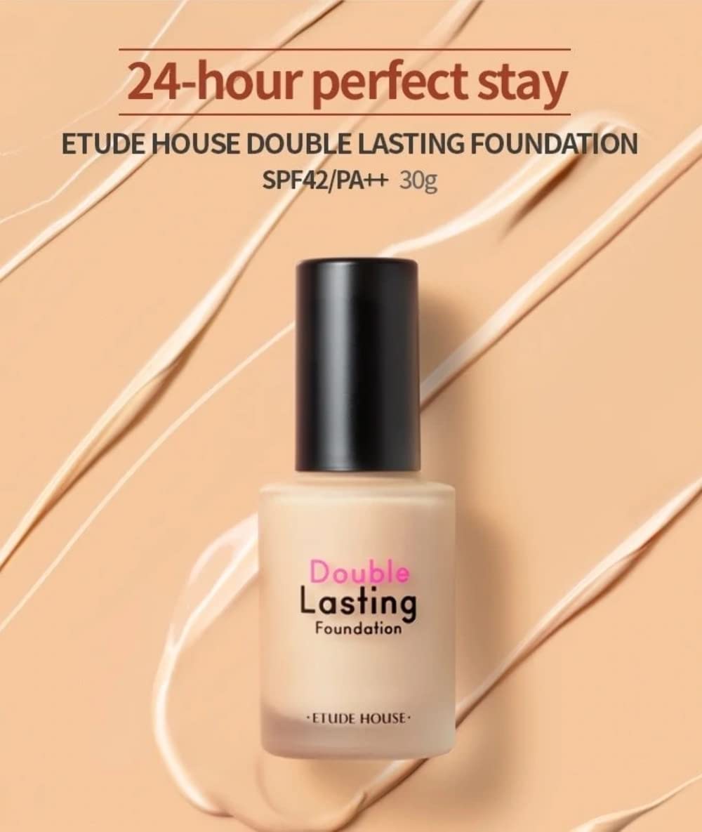 ETUDE New Double Lasting Foundation (Neutral Beige) SPF35/ PA++| High Coverage Weightless Foundation | 24-Hours Lasting Double Cover | Magnet-Like Adherence without Stickiness | Makeup Base