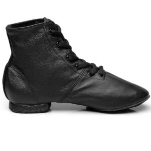 MSMAX Jazz Shoes for Women Black Leather Renaissance Boots for Men 8.5 M US Women