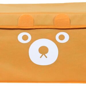 Bear Toy Storage Box Large Size for Boys & Girls - "16x12x10" Toy Chest Organizer for Kids - | Collapsible | Handles | Flip-Top Lids | - Fabric Foldable Bin for Playroom - Nursery Room Organization