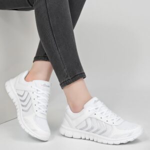 Alicegana Sneakers for Women Running Shoes: Fashion Walking Womens Sneakers Casual Lightweight Tennis Shoes White