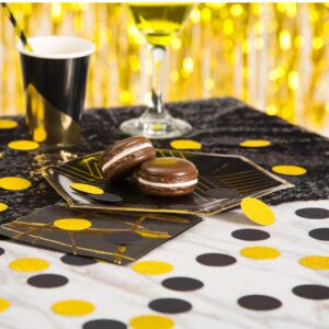 MOWO Glitter Paper Confetti Circles Wedding Party Decor and Table Decor 1.2’’ in Diameter (glitter gold,black,200pc)