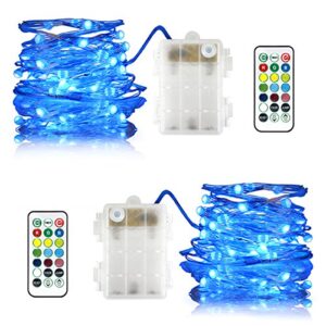 string lights battery powered rgb lights waterproof 50 led fairy lights 16.4ft color changing firefly lights with remote control for bedroom curtain garden wedding halloween new year decor