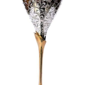 Tuzech Wine Champagne Whisky Glasses - Pure Handmade Silver Plated Engraved Premium Goblet | Champagne Flutes Coupes | Party Glass Dining Set Cutlery, Business Gift – (10 OZ 2 piece)