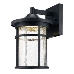 home decorators collection aged iron outdoor led wall lantern with crackle glass