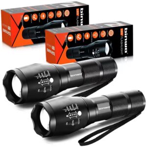 binwo flashlight 2pack 3000 lumens, tactical flashlights small flashlight powerful waterproof flashlights pocket flashlight zoomable led flashlight with 5 modes, camping accessories, hiking gear