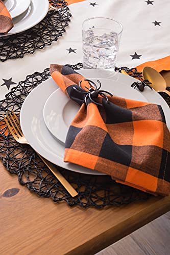 DII Buffalo Check Collection, Classic Farmhouse Tabletop Set, Napkin Set, 20x20, Orange & Black, 6 Piece